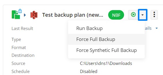 Force Full Backup Out of Schedule | Knowledge Base